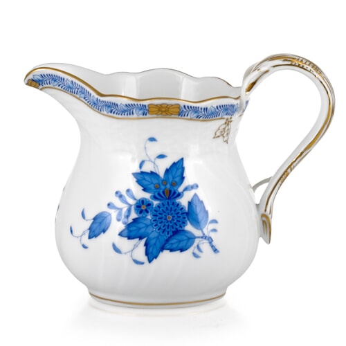 Herend Chinese Bouquet Blue Milk Pitcher, 4.25” 16 oz.