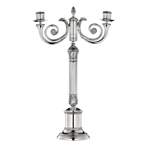 Christofle Malmaison Silver-Plated Candelabra For Two Candles