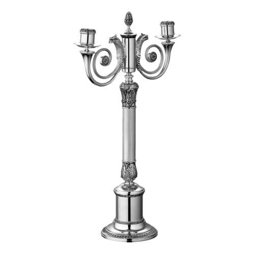 Christofle Malmaison Silver-Plated Candelabra For Two Candles