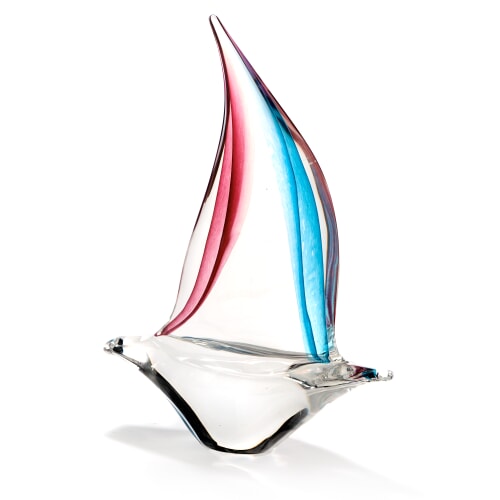 Blue and Amber Crystal Sailboat