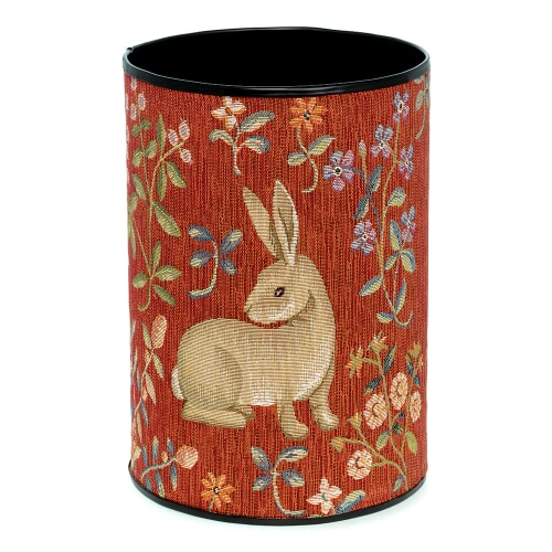 Medieval Rabbit & Fox Tapestry Wastebasket
