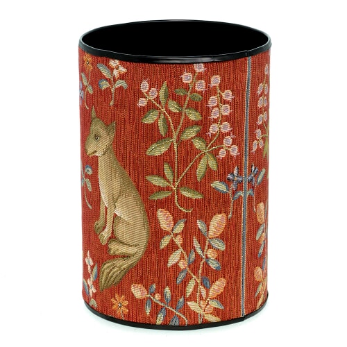 Medieval Rabbit & Fox Tapestry Wastebasket