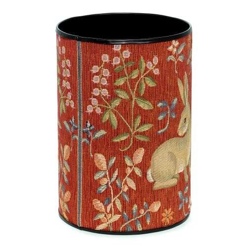 Medieval Rabbit & Fox Tapestry Wastebasket
