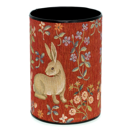 Medieval Rabbit & Fox Tapestry Wastebasket
