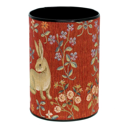 Medieval Rabbit & Fox Tapestry Wastebasket