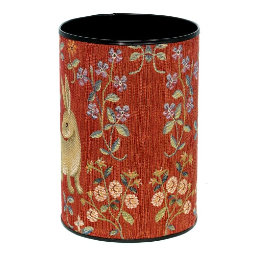 Medieval Rabbit & Fox Tapestry Wastebasket