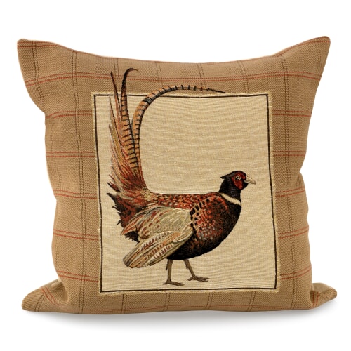 Fantail Pheasant Tartan Tapestry Pillows