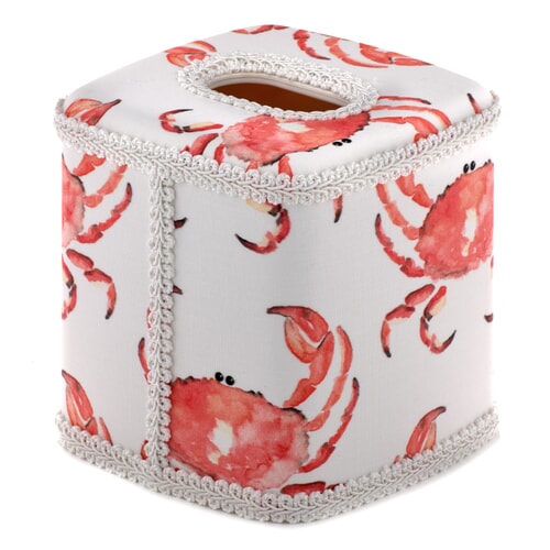 Crab Coral White Wastebasket & Tissue Box Cover