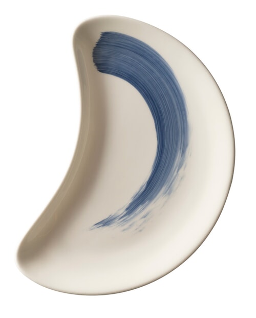 Royal Crown Derby Brushstroke Blue Crescent Plate