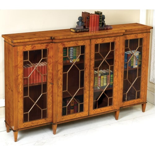 Yew Glazed Breakfront Bookcase